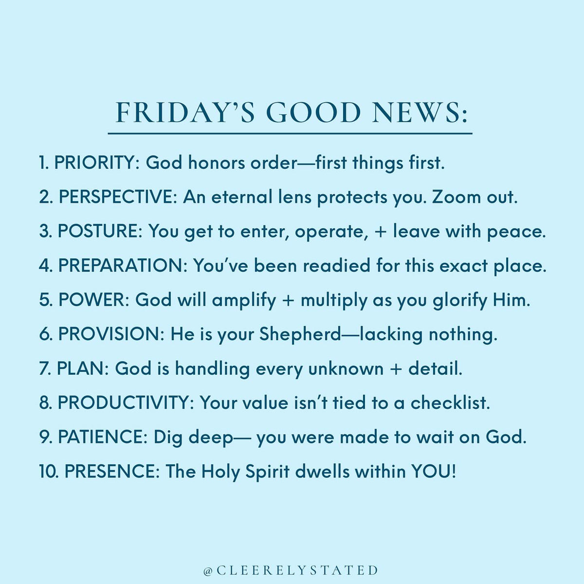 PRIORITY: God honors order—first things first. – Cleerely Stated